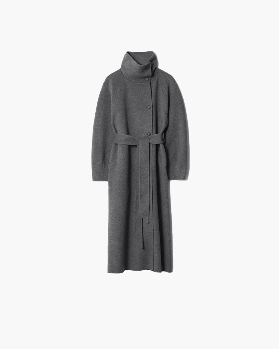Meryl Stand Up Collar Belted Long Coat - Stylish Outerwear – ZEYA